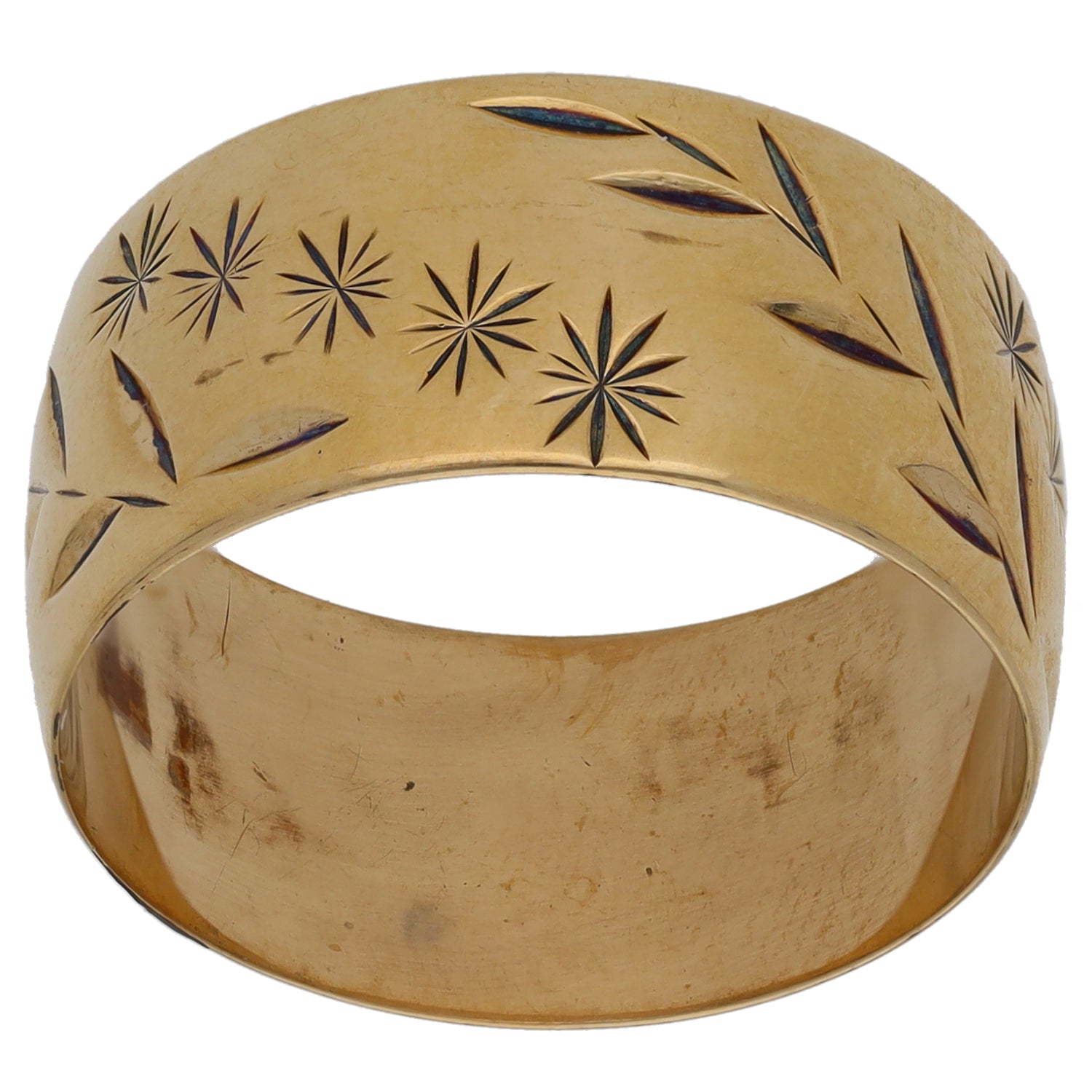 9ct Gold Patterned Wedding Ring Size R | H&T