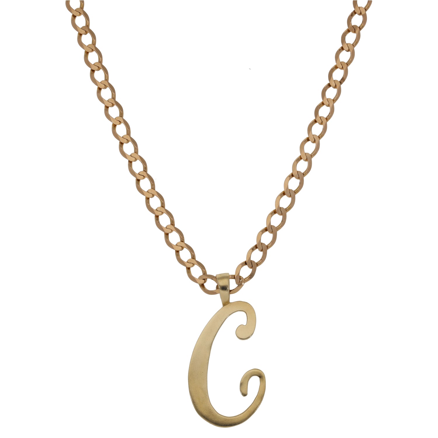 9ct Gold Initial C Pendant With Chain | H&T