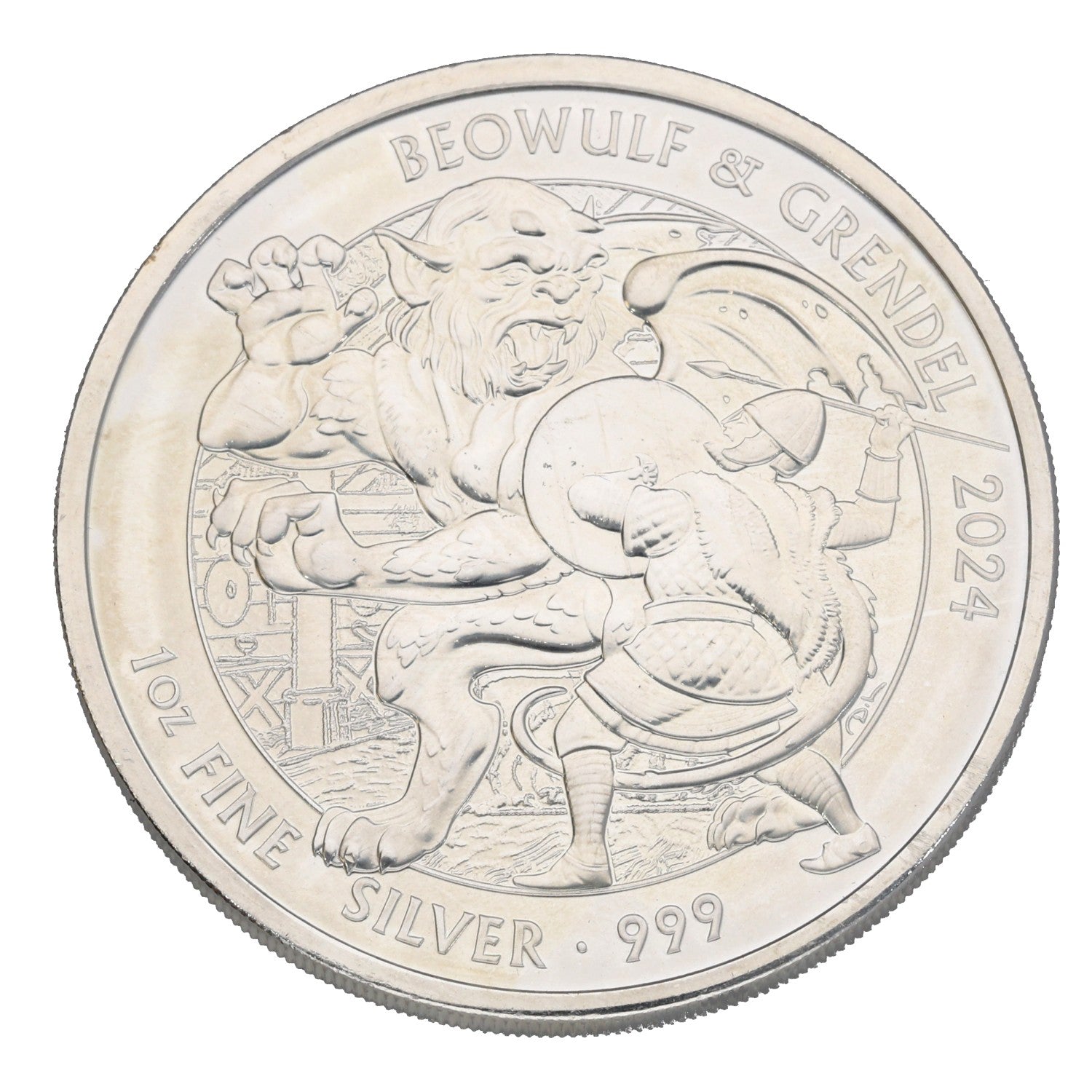 Fine Silver Beowulf & Grendel 1 OZ Coin 2024 | H&T