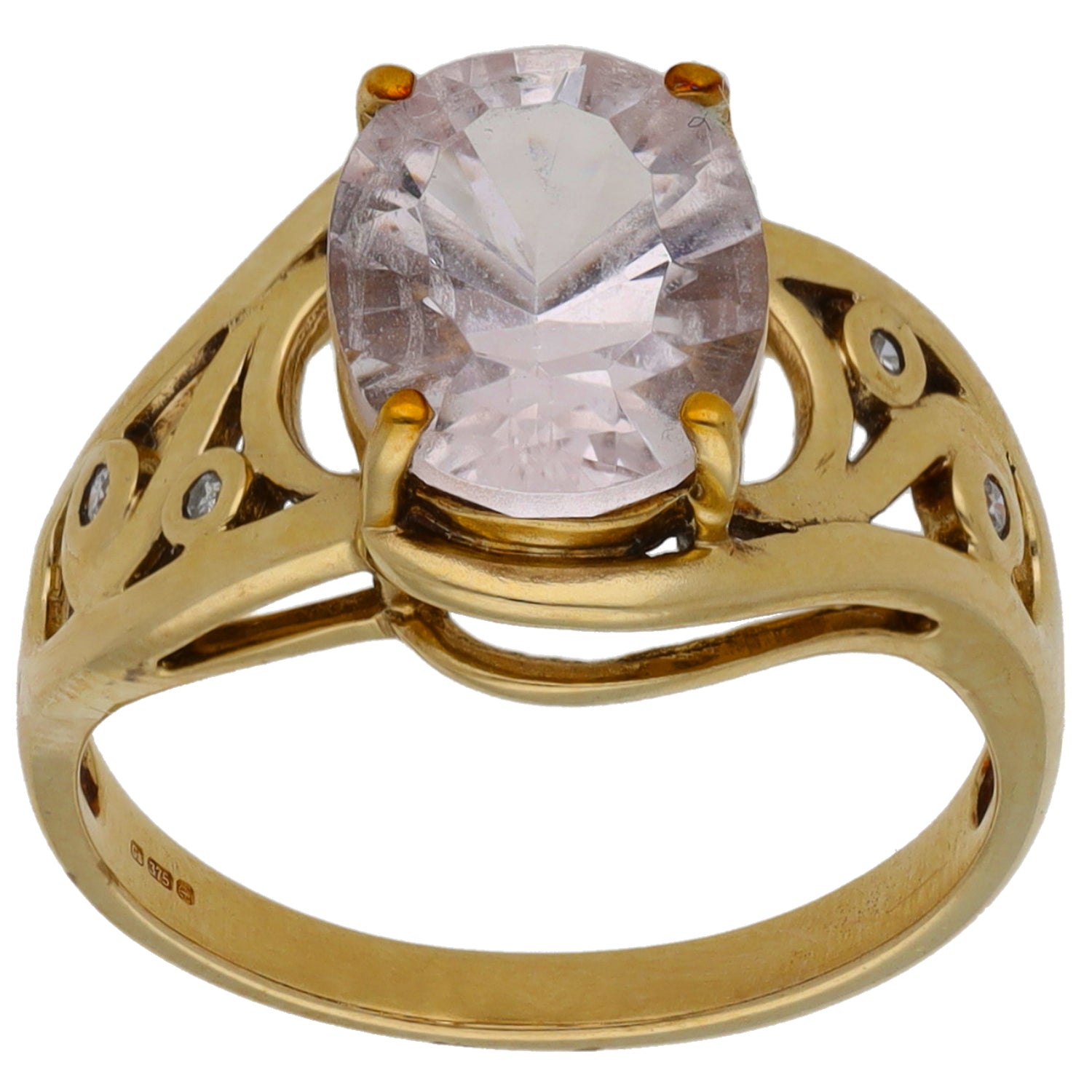 9ct Gold Morganite Single Stone Ring Size N | H&T