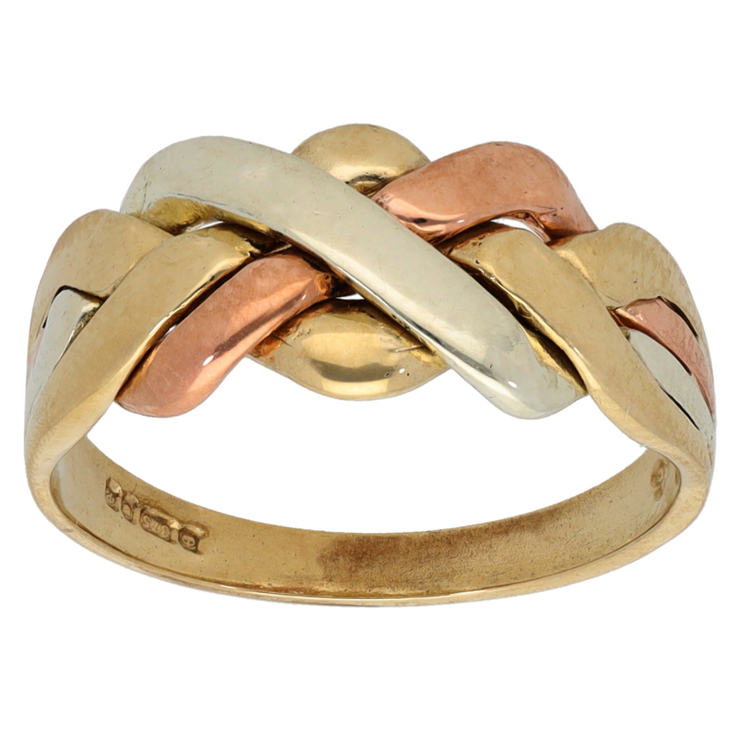 9ct Tri-Colour Gold Puzzle Ring Size N