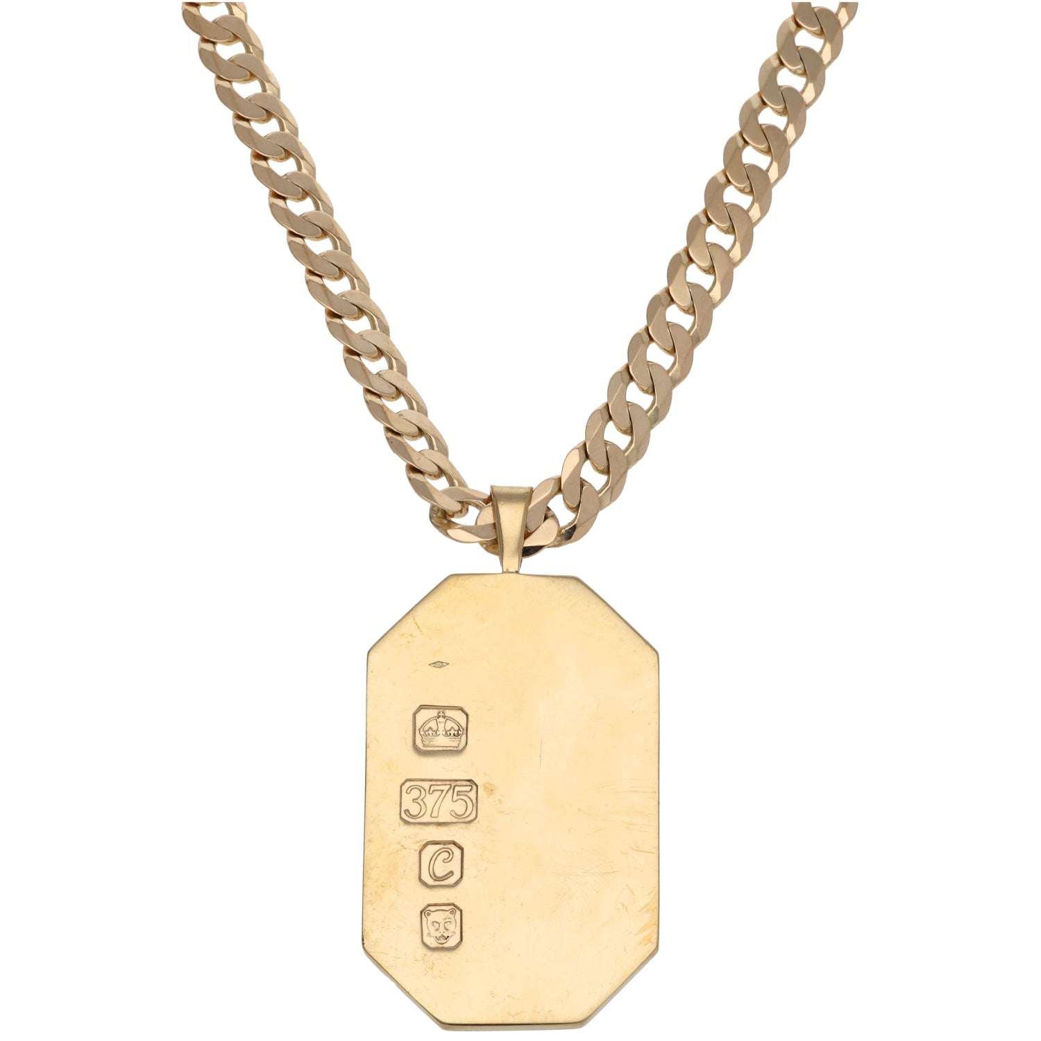 9ct Gold Ingot Pendant With Chain | H&T