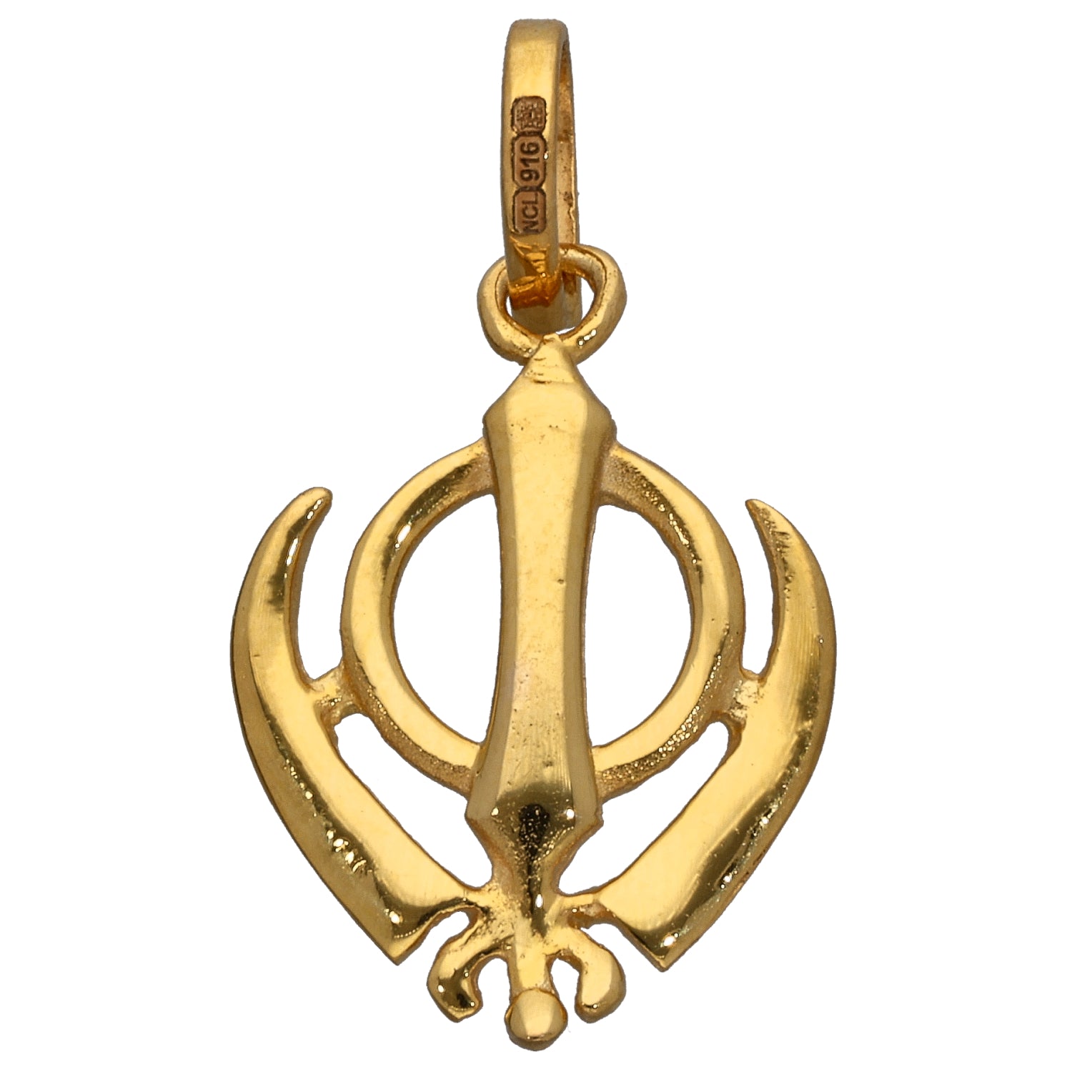 New 22ct Gold Sikh Kanda Pendant | H&T