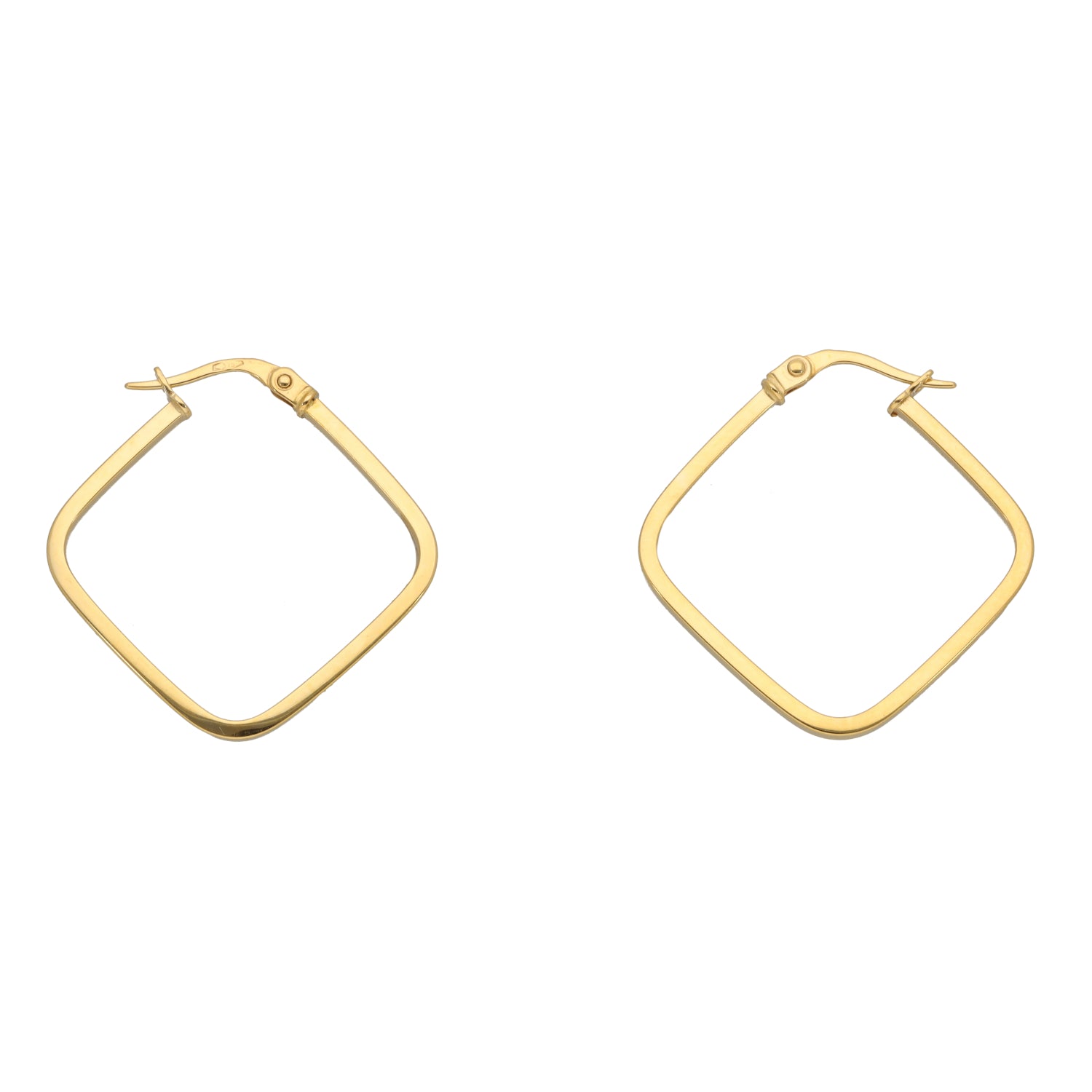 New 9ct Gold Square Hoop Earrings | H&T