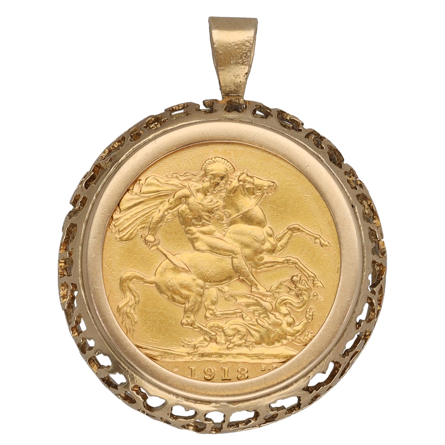 9ct Gold Full Sovereign Coin Pendant | H&T