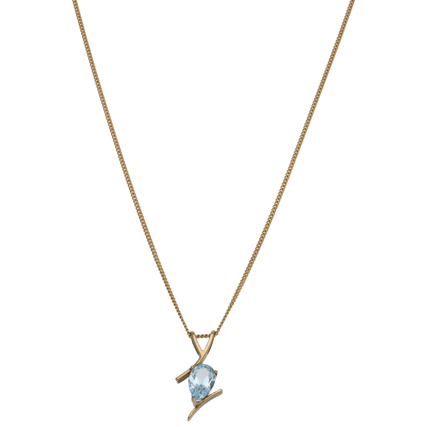 9ct Gold Topaz Single Stone Pendant With Chain | H&T