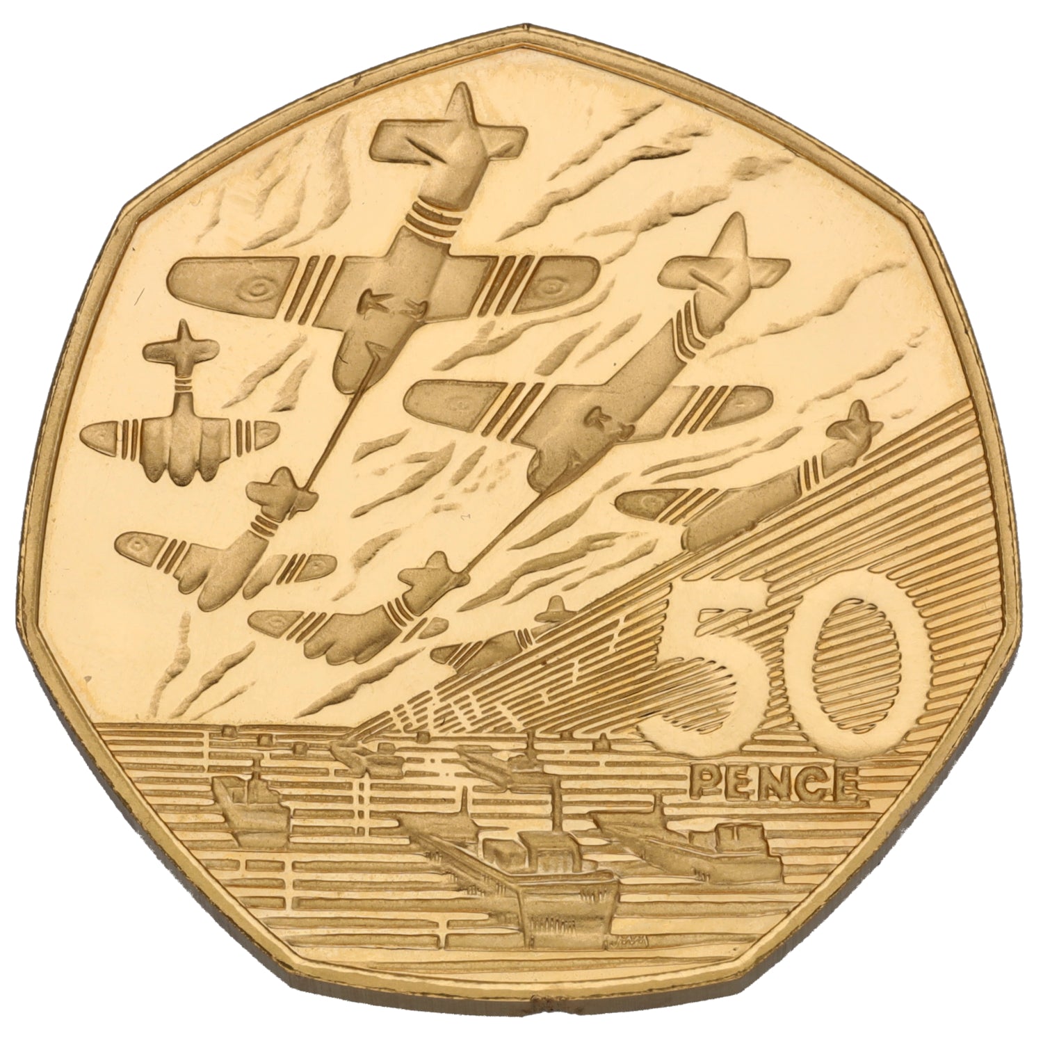 22ct Gold Queen Elizabeth II D-Day 50 Pence Coin 1994 | H&T