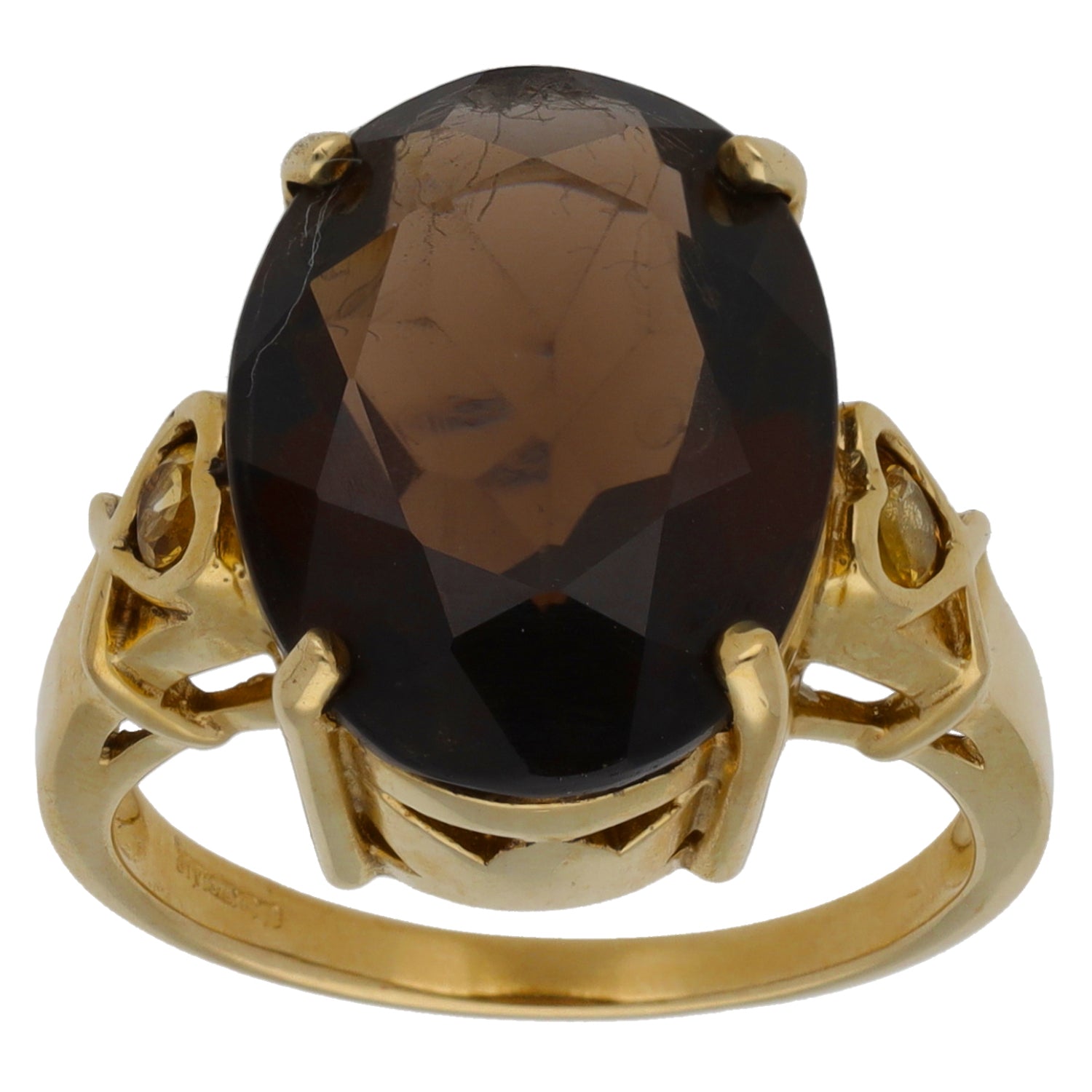 9ct Gold Smoky Quartz Single Stone Ring Size N | H&T