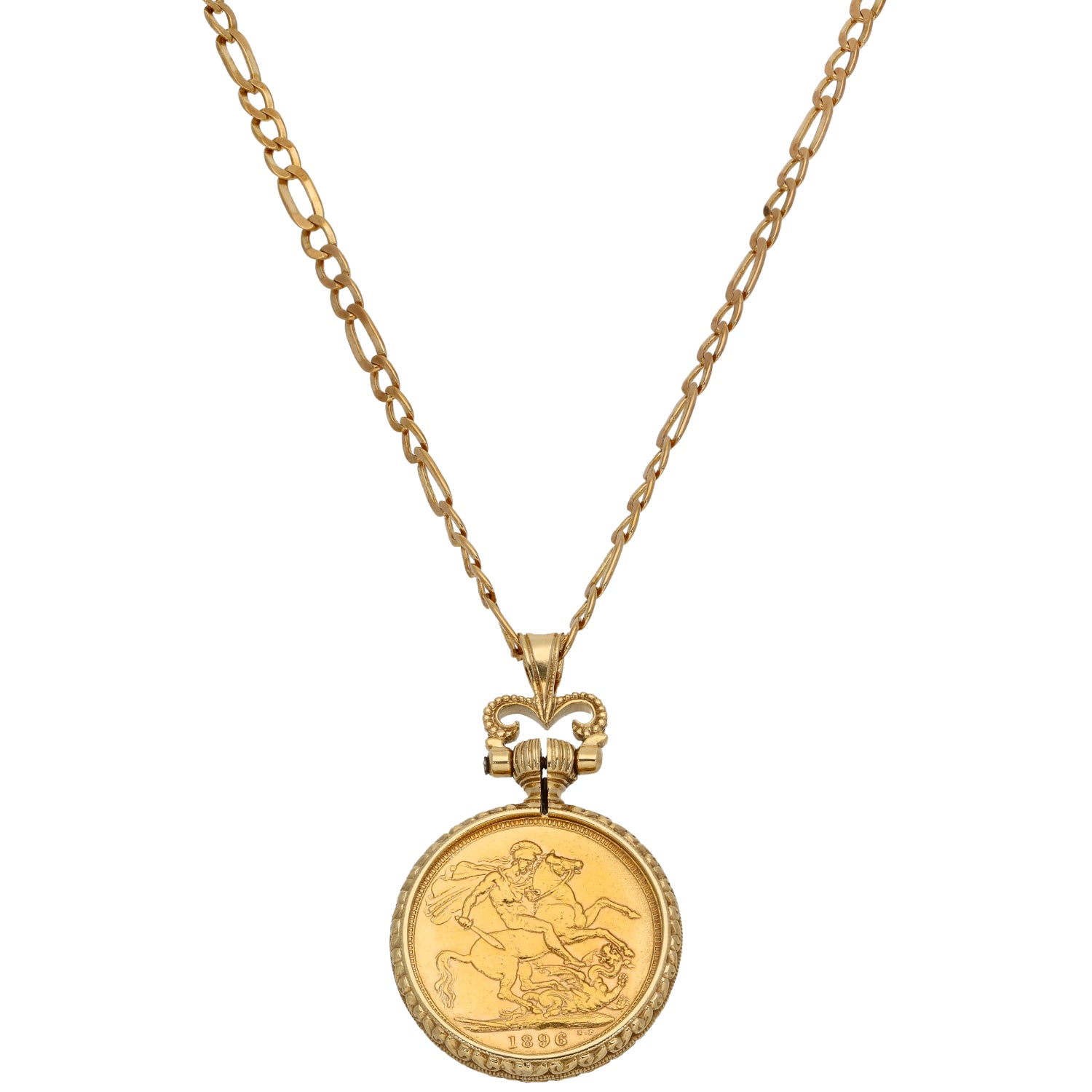 9ct Gold Full Sovereign Coin Pendant With Chain | H&T