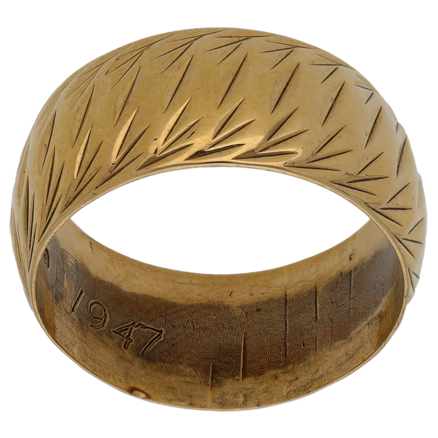 9ct Gold Patterned Wedding Ring Size N | H&T