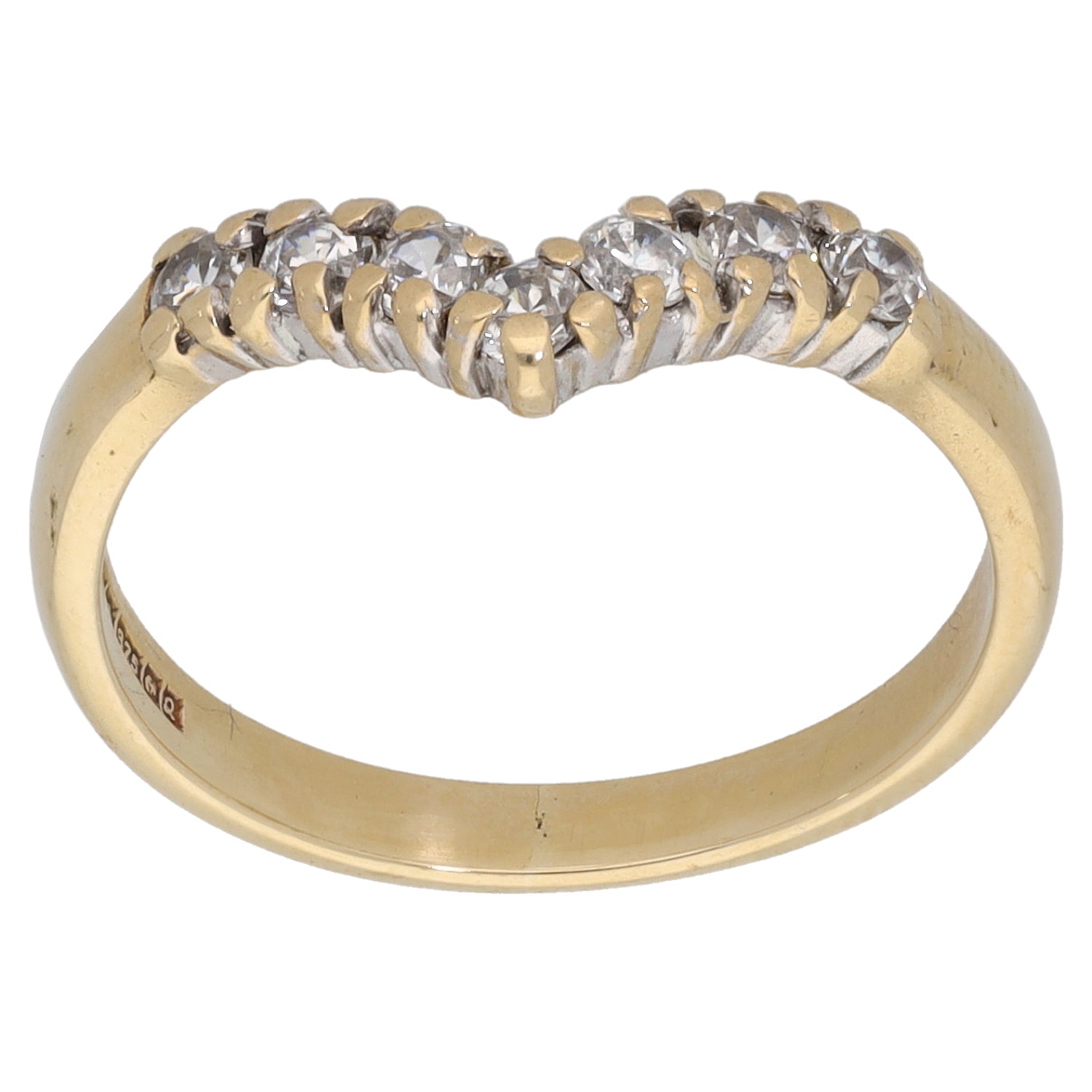 9ct Gold Cubic Zirconia Wishbone Ring Size K | H&T
