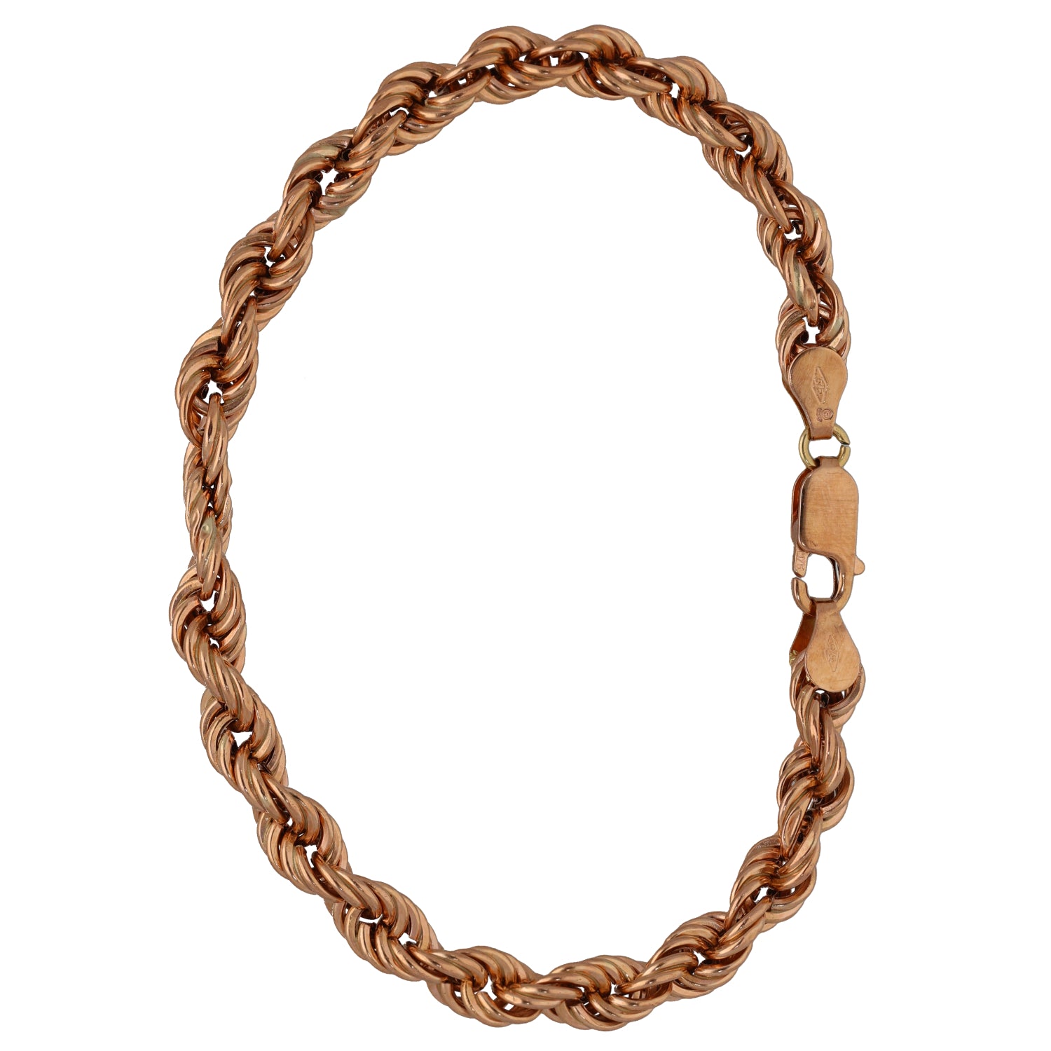 9ct Rose Gold Rope Bracelet | H&T