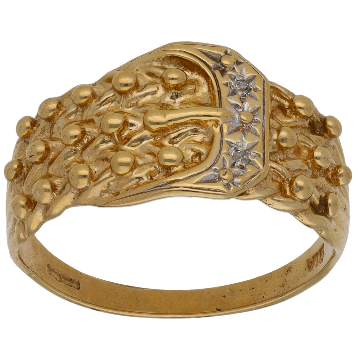 9ct Gold 0.01ct Diamond Buckle Ring Size X | H&T