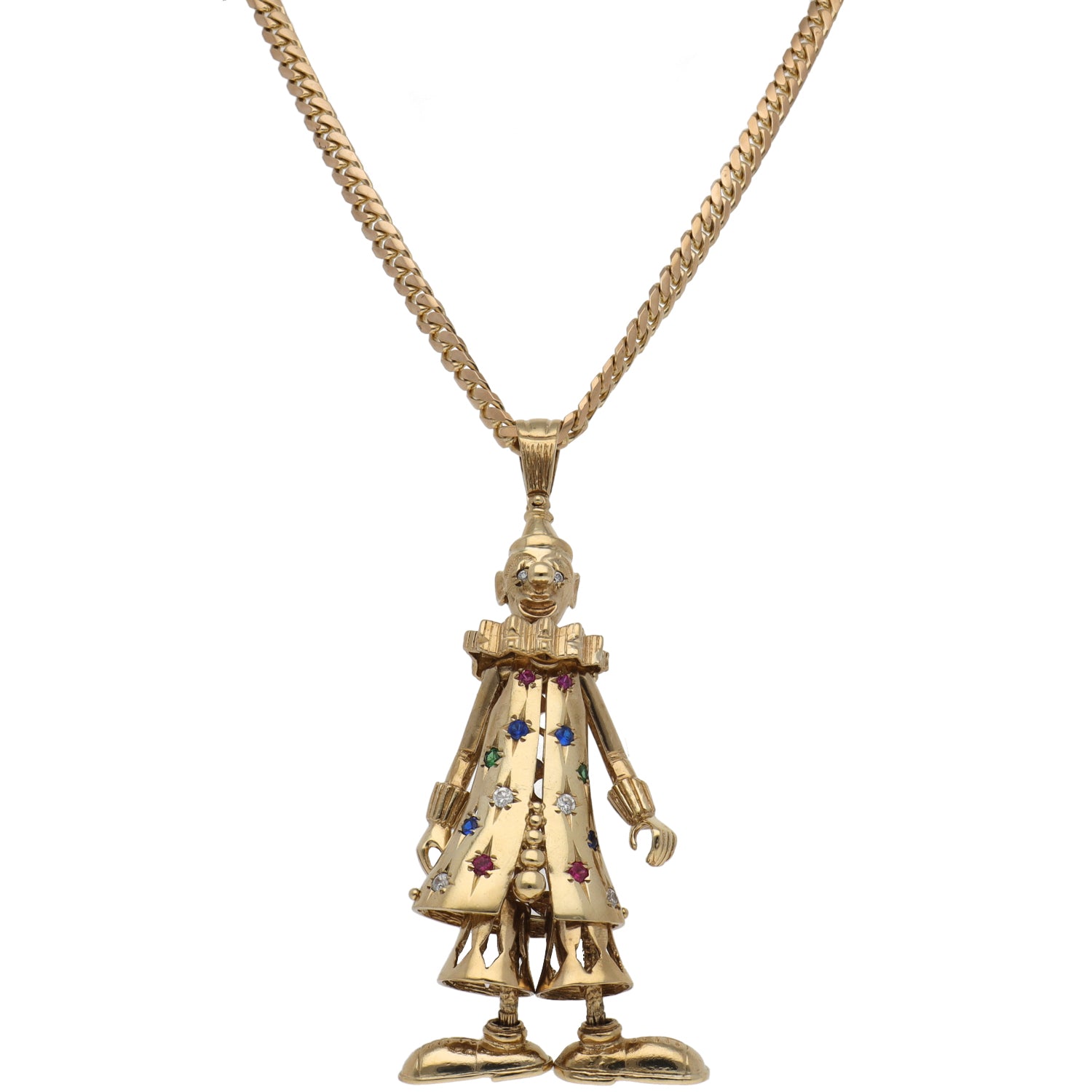 9ct Gold Imitation Clown Pendant With Chain | H&T