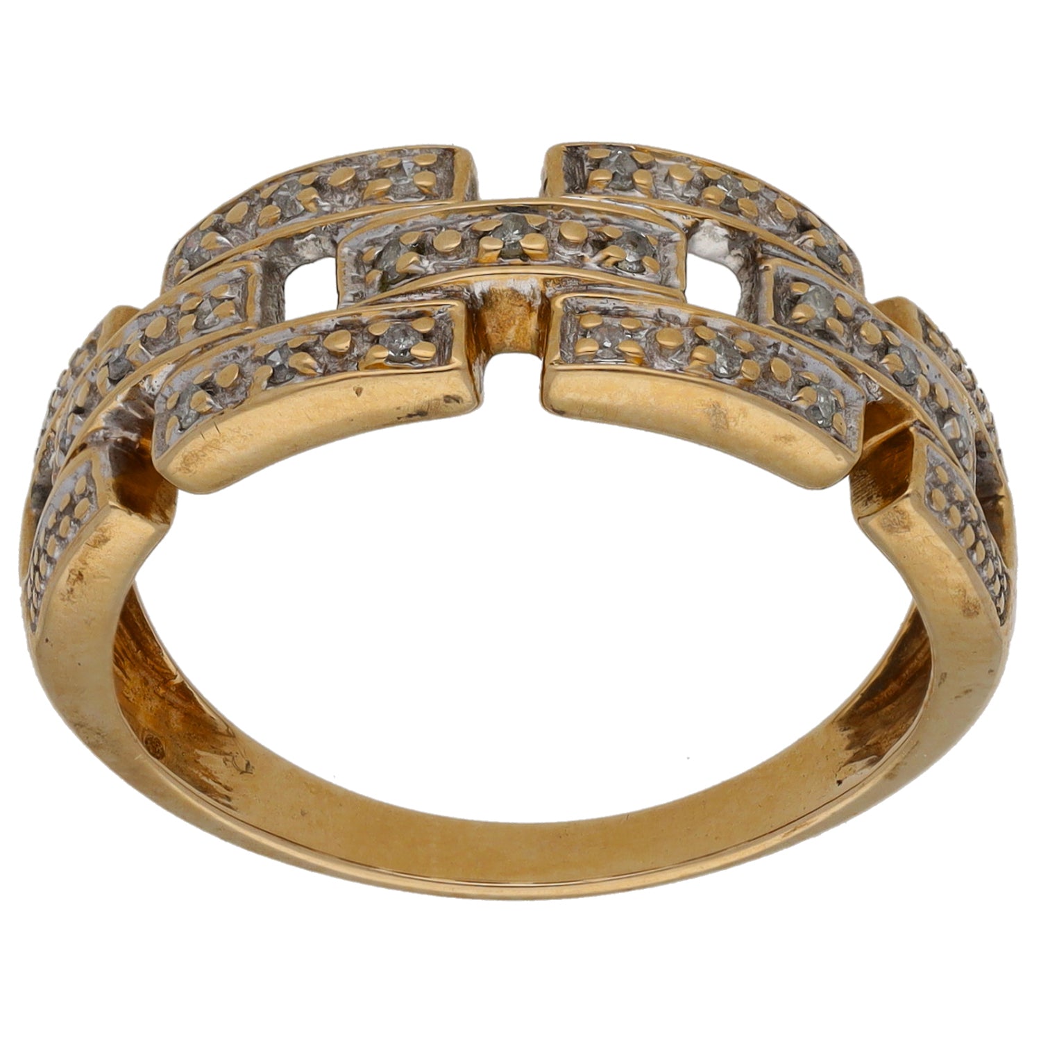 9ct Gold 0.115ct Diamond Alternative Ring Size P | H&T