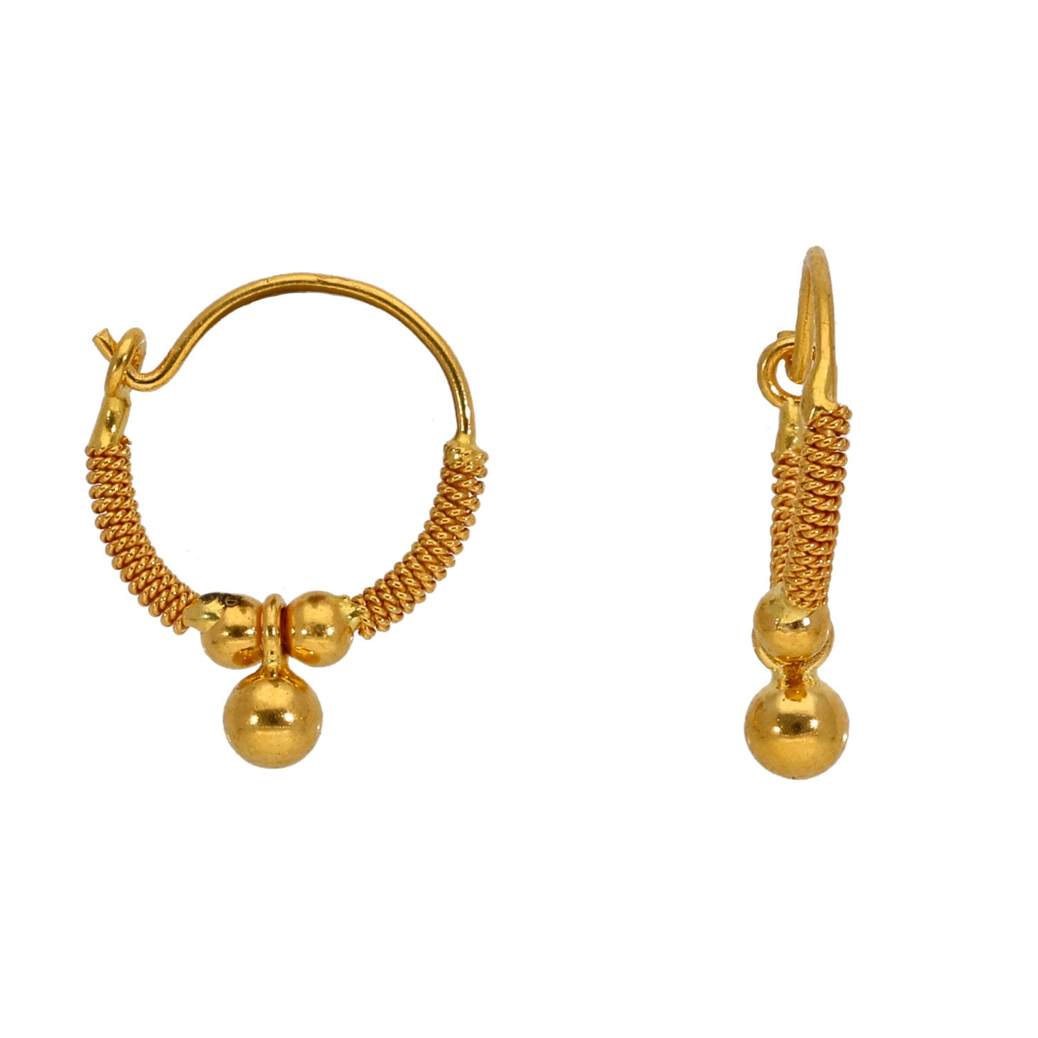New 22ct Gold Fancy Hoop Earrings | H&T