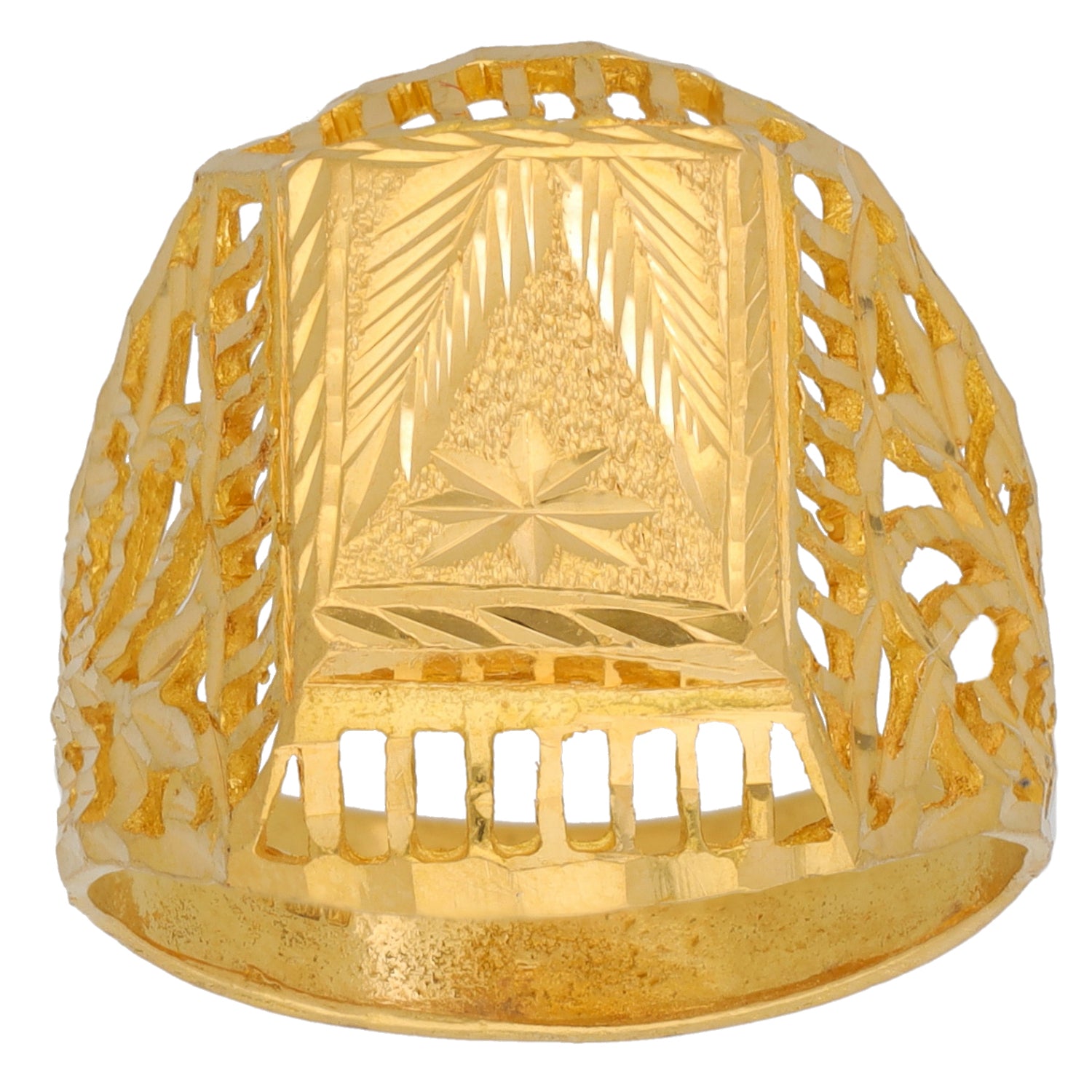 22ct Gold Patterned Signet Ring Size U | H&T