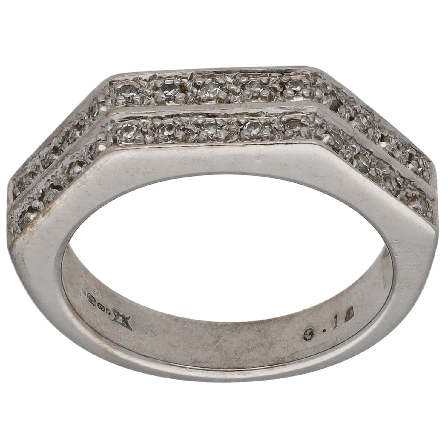 9ct White Gold 0.10ct Diamond Alternative Ring Size N | H&T