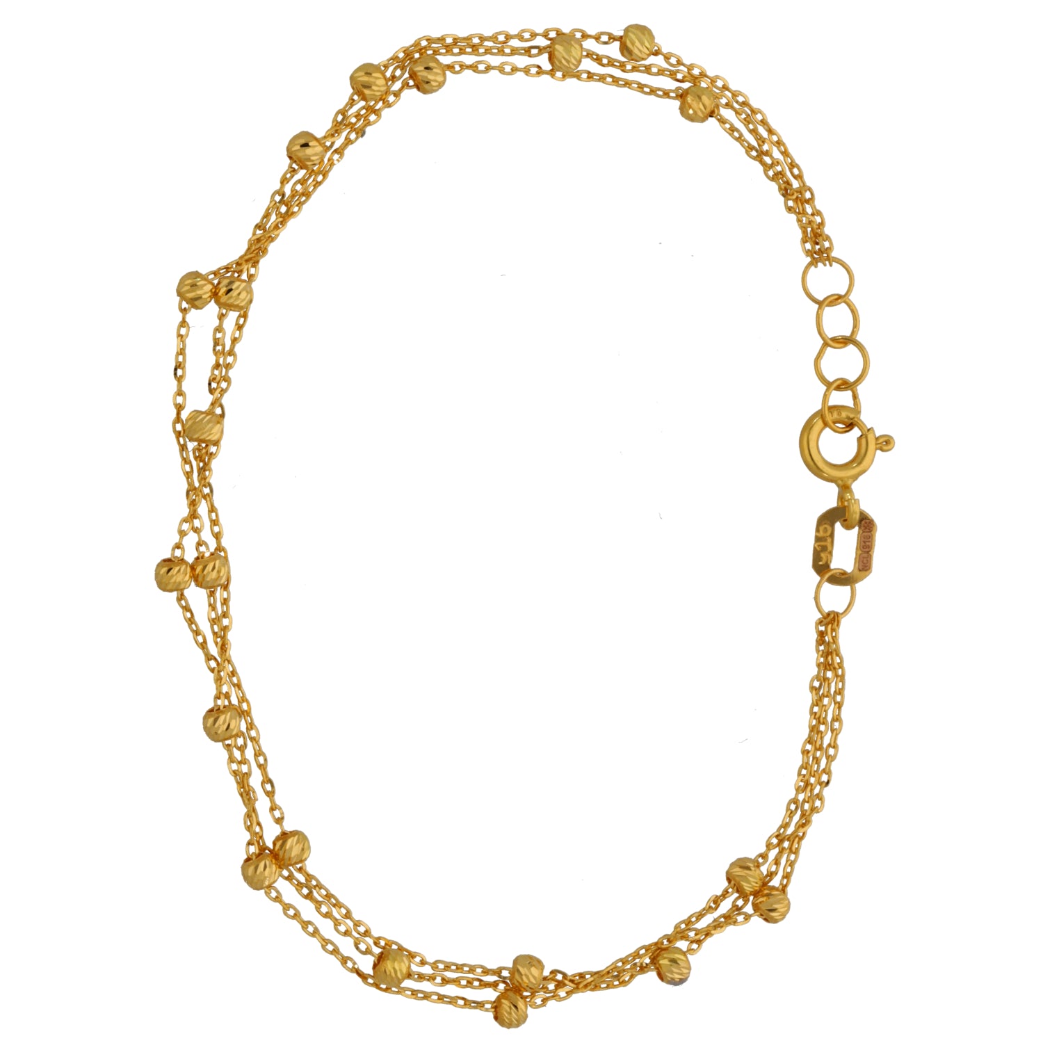 New 22ct Gold 3 Row Beaded Bracelet | H&T