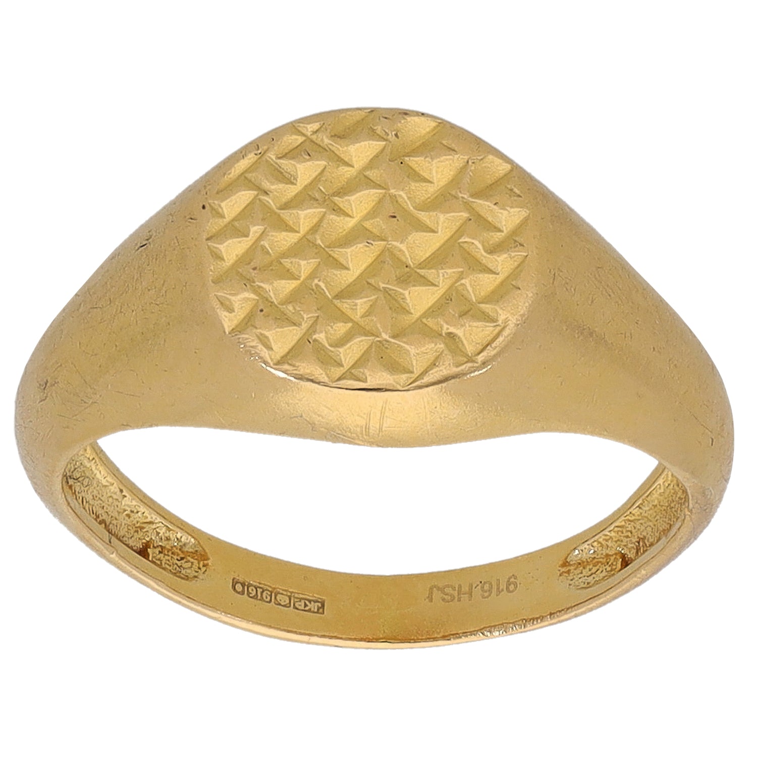 22ct Gold Patterned Signet Ring Size K – H&T