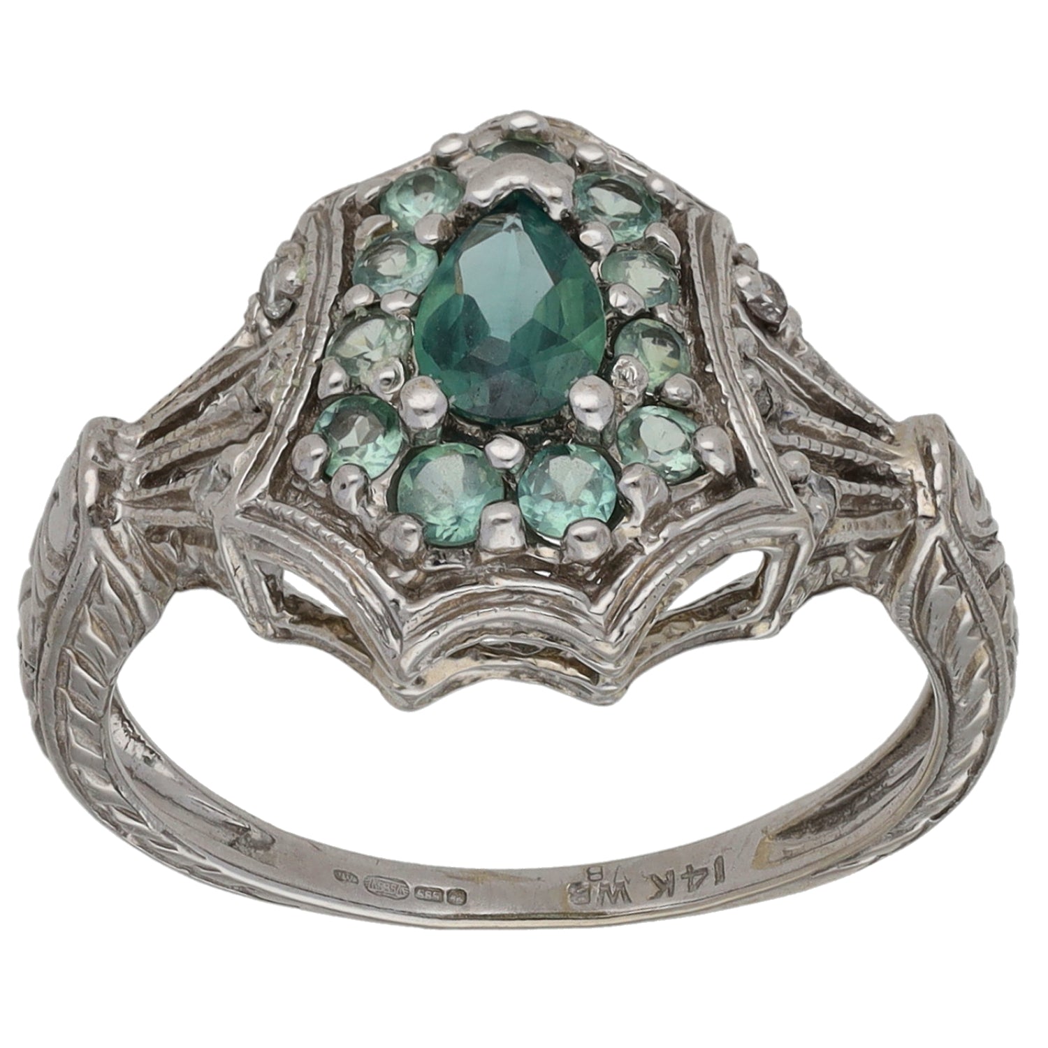 14ct White Gold Chrysoberyl Dress/Cocktail Ring Size N | H&T