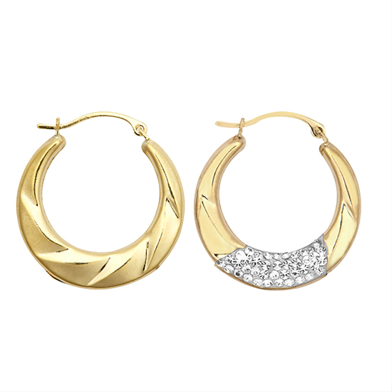 New 9ct Gold Fancy Imitation Creole Earrings | H&T