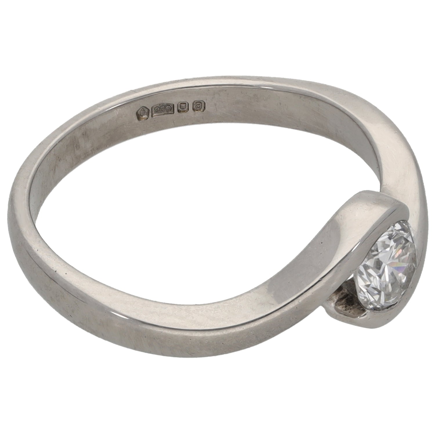 Platinum 0.35ct Diamond Solitaire Ring Size M – H&T
