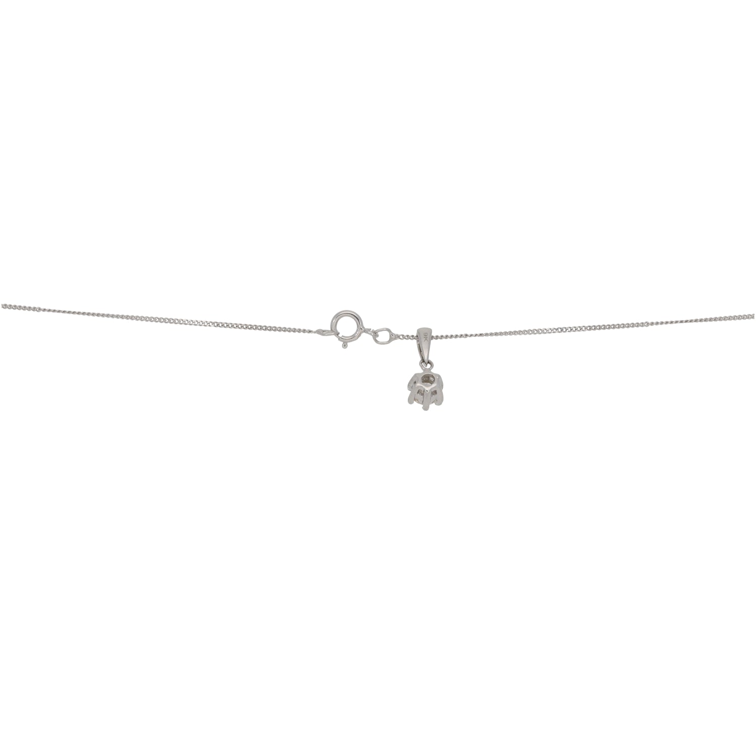 9ct White Gold 0.20ct Diamond Solitaire Pendant With Chain – H&T